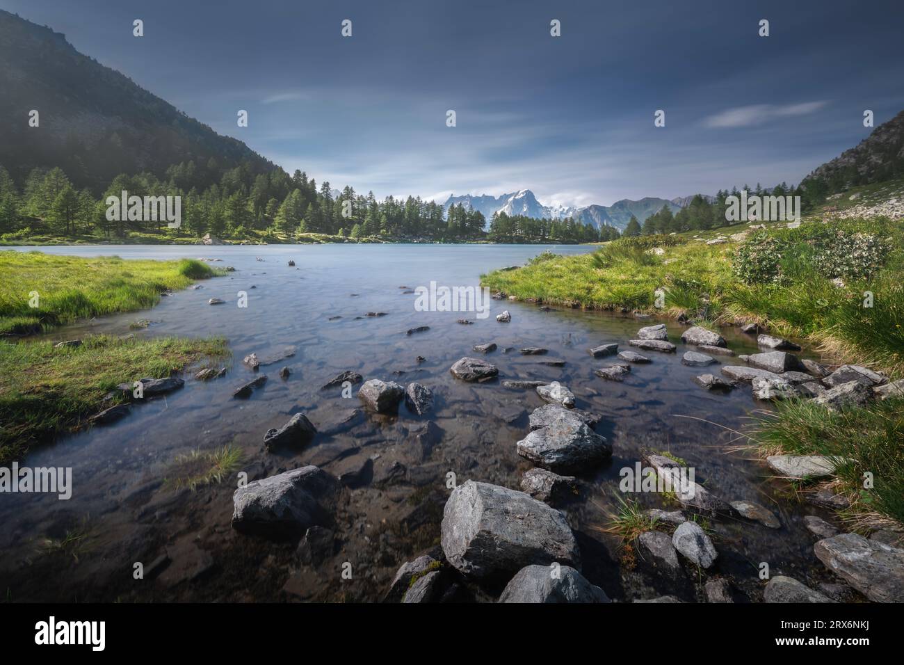 The Arpy Lake (Lago d'Arpy in italian) and the The Grandes Jorasses ...