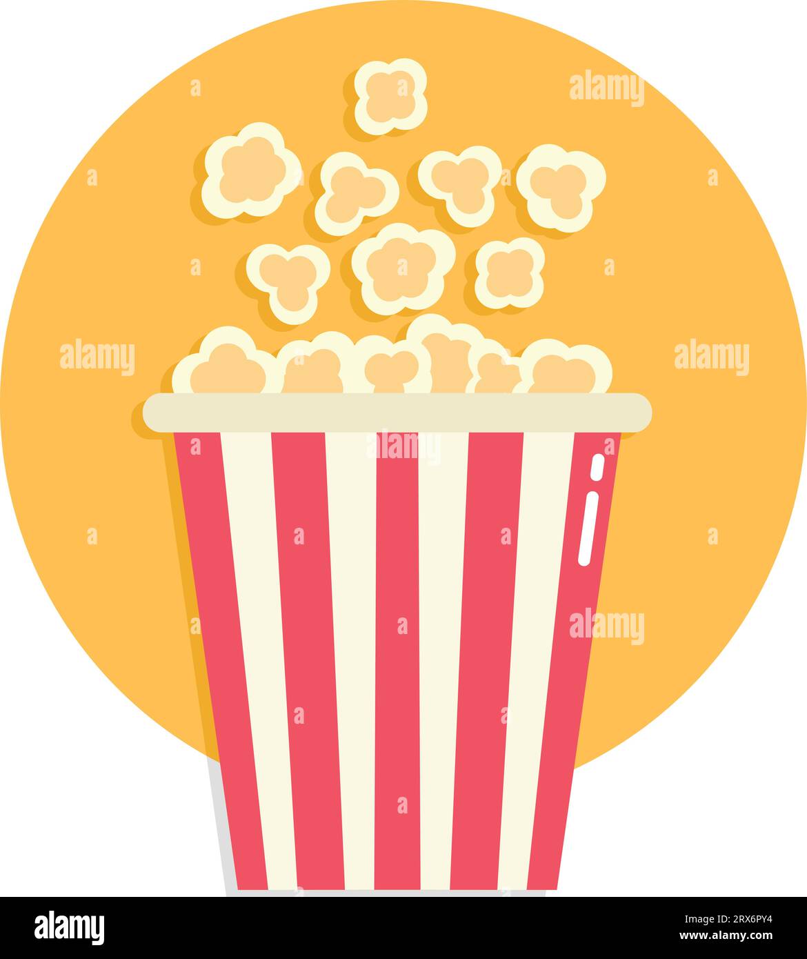 Popcorn icon on yellow background. Icon in flat style. Vector ...