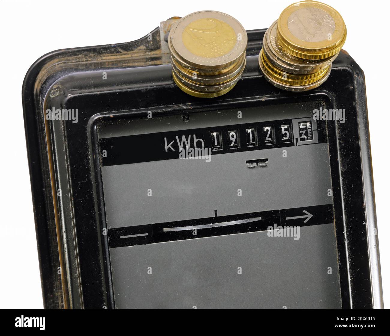electromechanical electricity meter with the display indicating the kW ...