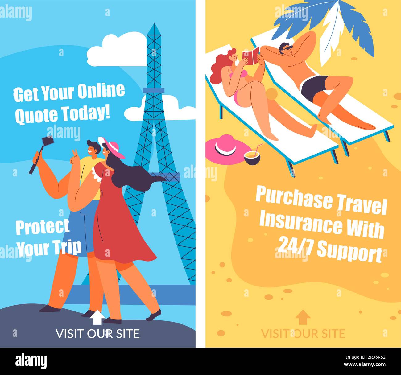 Purchase travel insurance with support, vector Stock Vector Image & Art ...