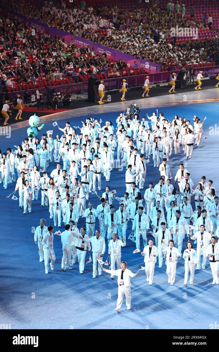 23rd Sep, 2023. S. Korean athletes at Asian Games opening The South ...