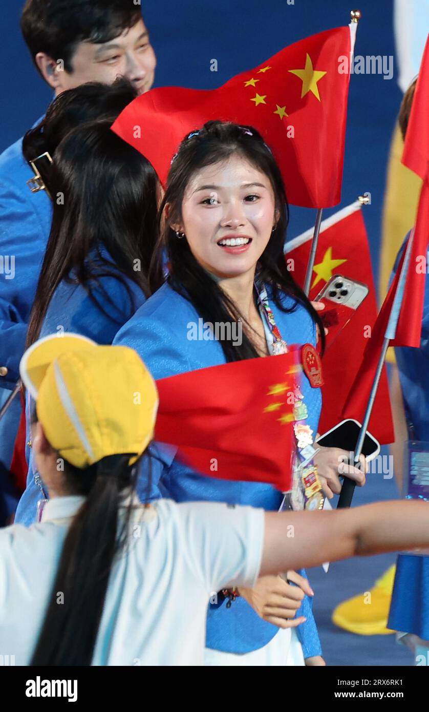 Hangzhou, China's Zhejiang Province. 23rd Sep, 2023. Delegation of China parade into the ...