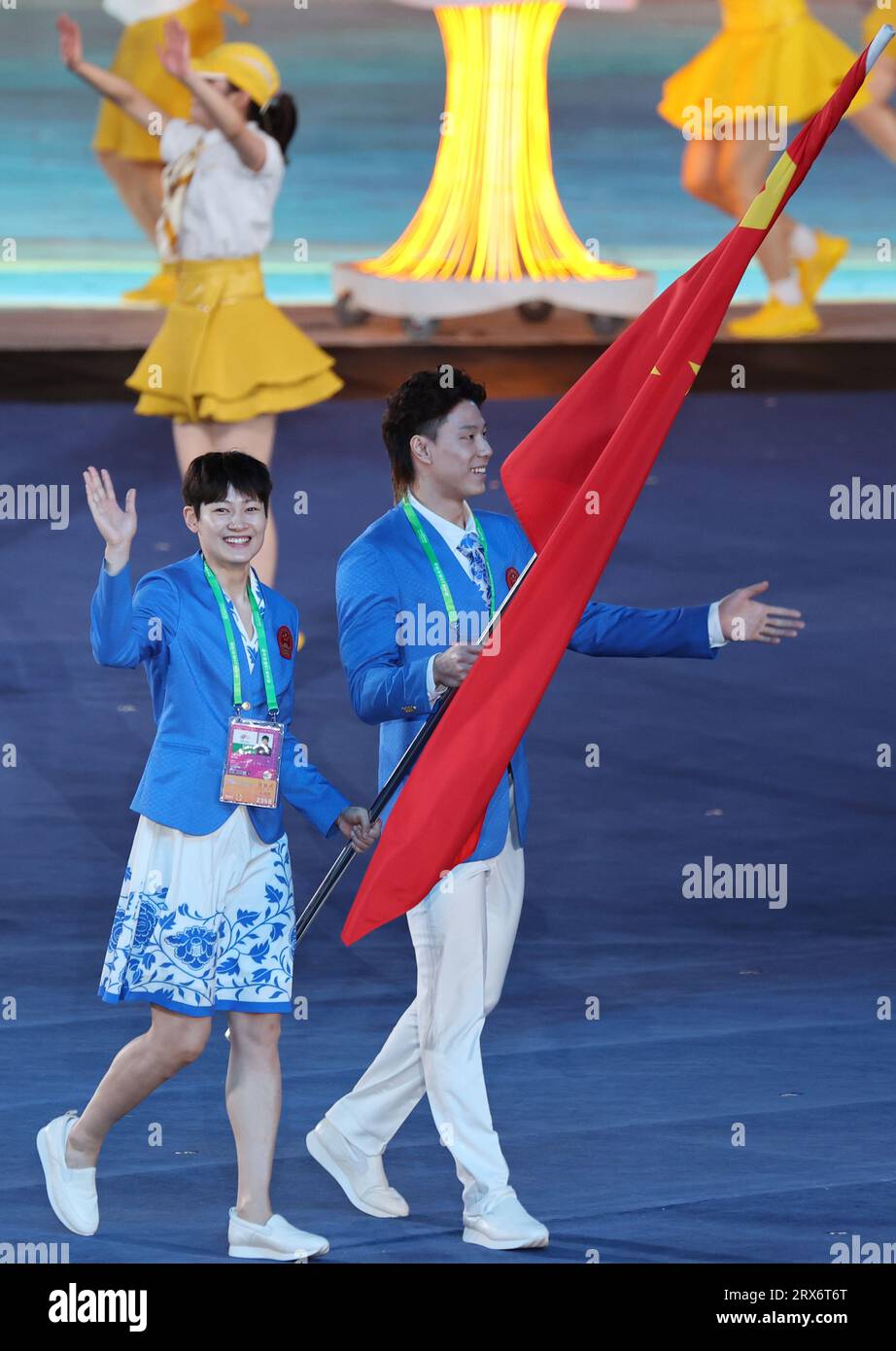 Hangzhou, China's Zhejiang Province. 23rd Sep, 2023. Flag bearers of ...