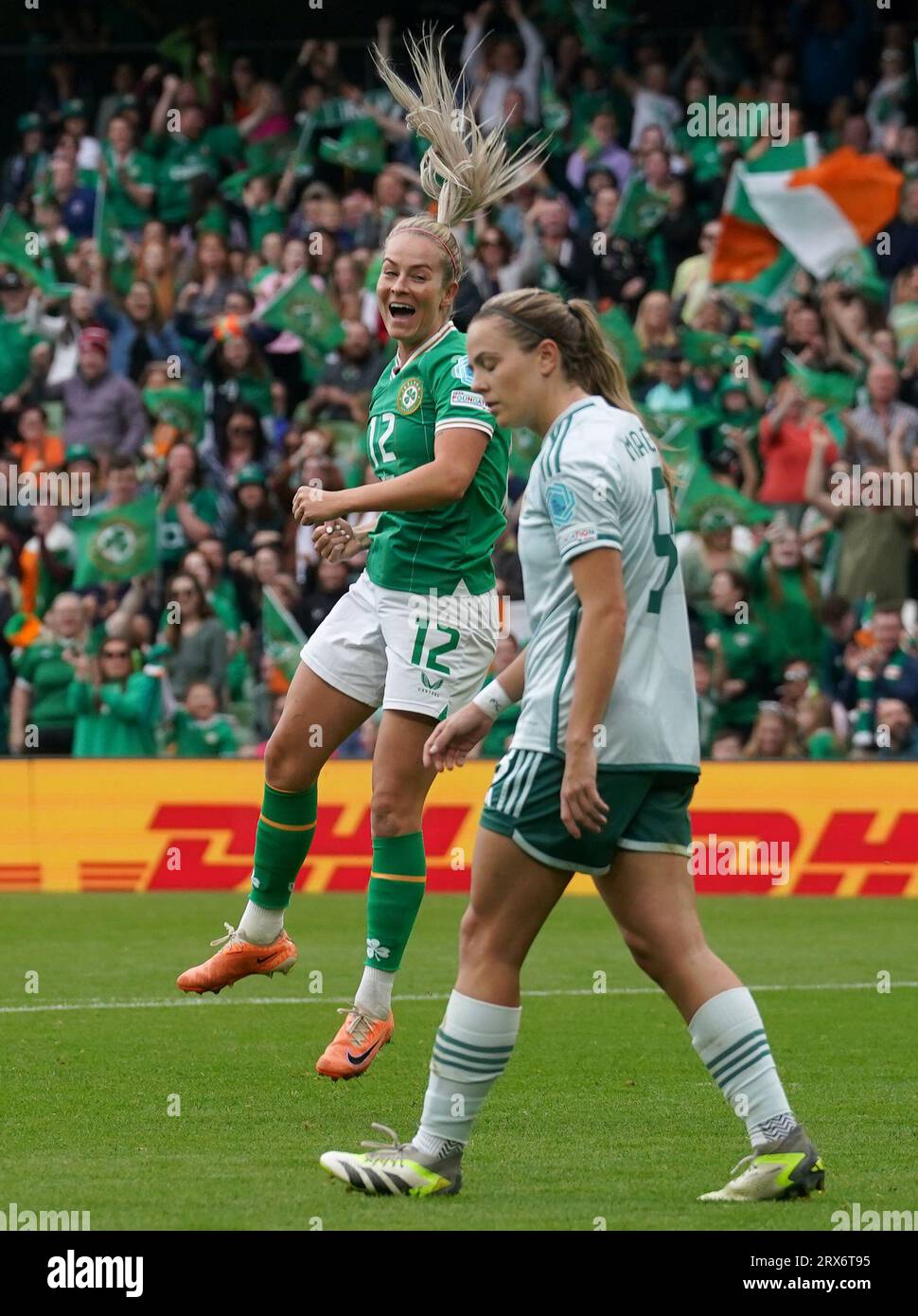 Republic of Ireland's Lily Agg celebrates scoring their side's third ...