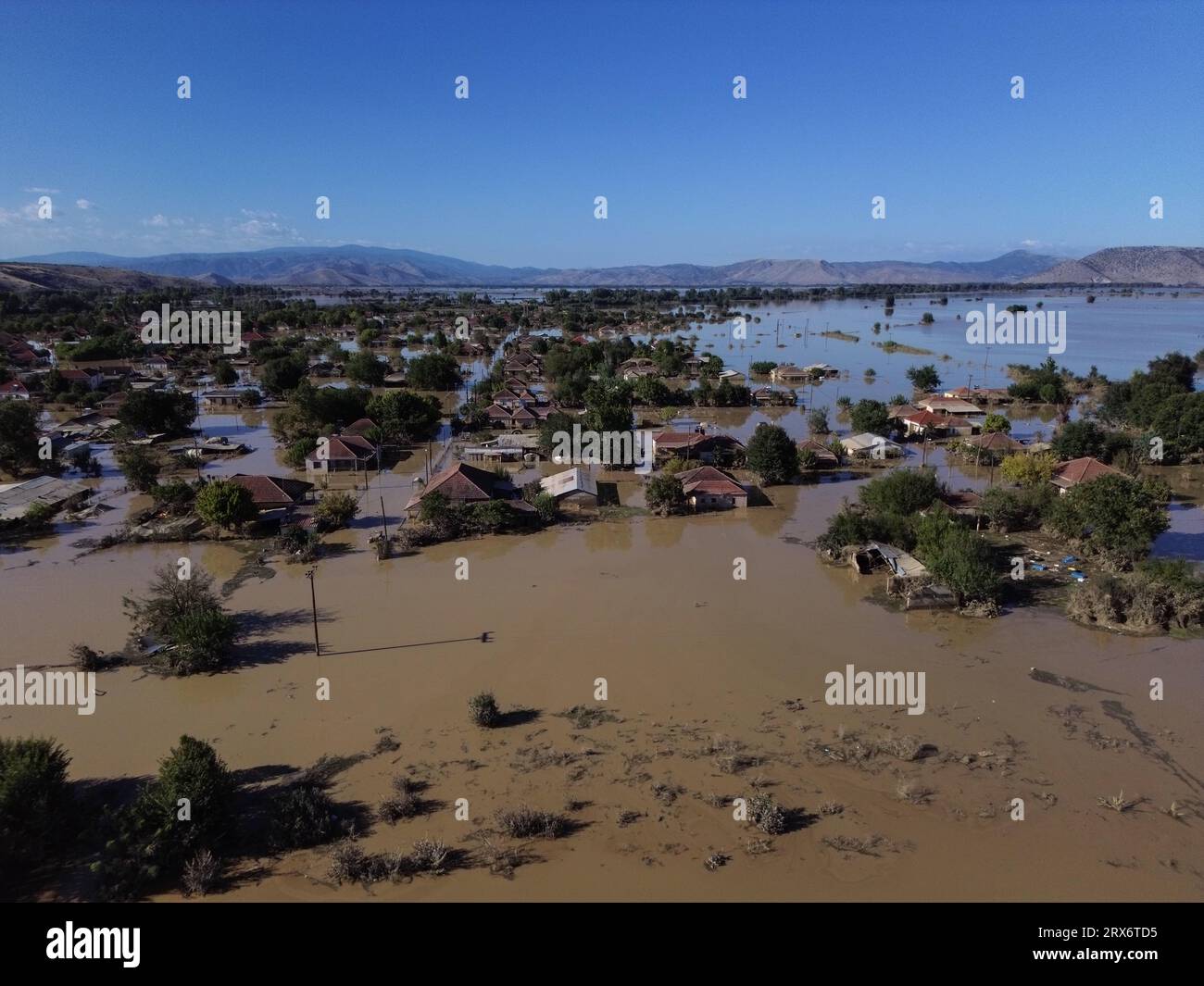 Karditsa, Greece - 11 September 2023. Aerial view of the flooded ...