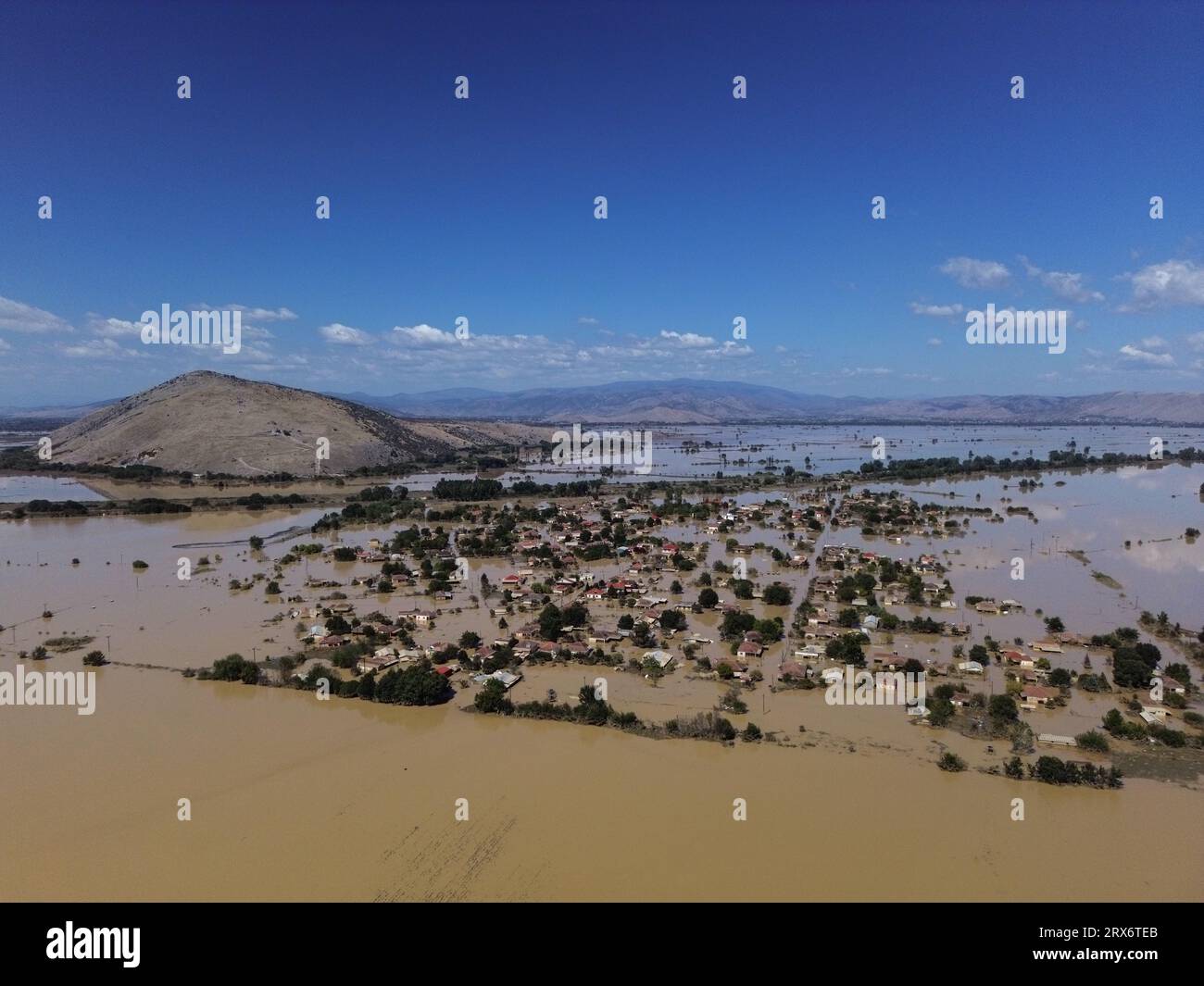 Karditsa, Greece - 11 September 2023. Aerial view of the flooded ...