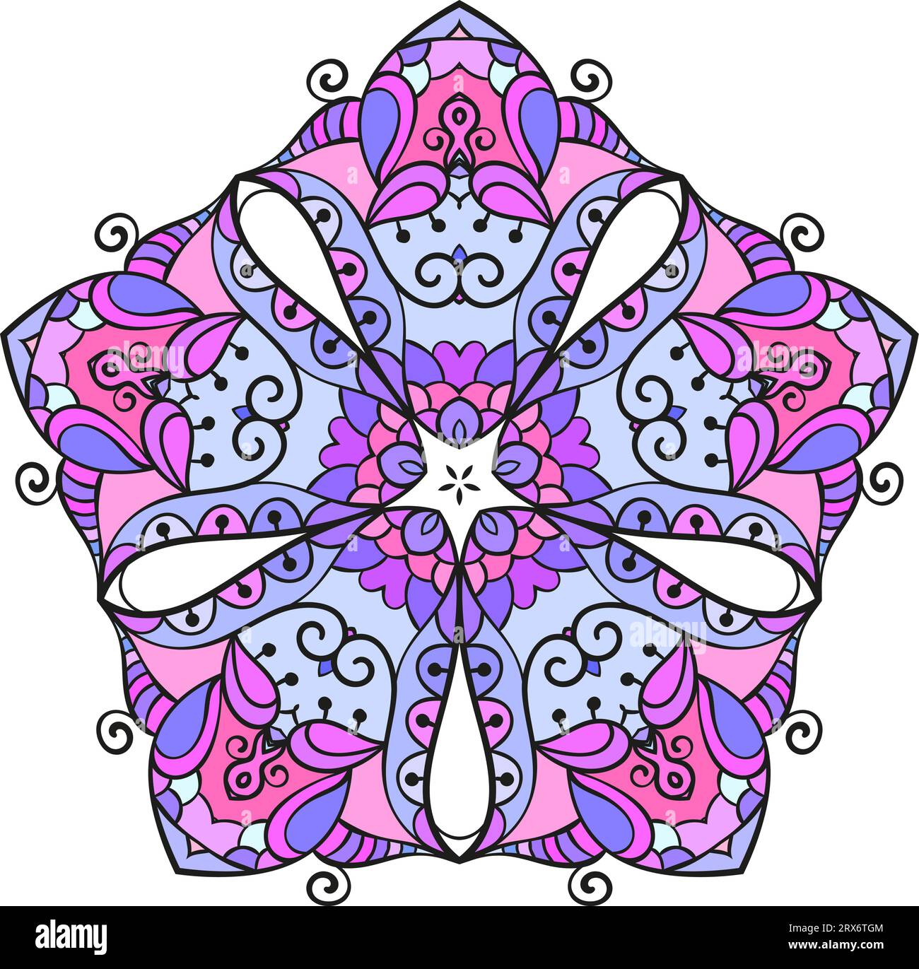 Pentagonal multicolored mandala, Isolated design element, Vector ...