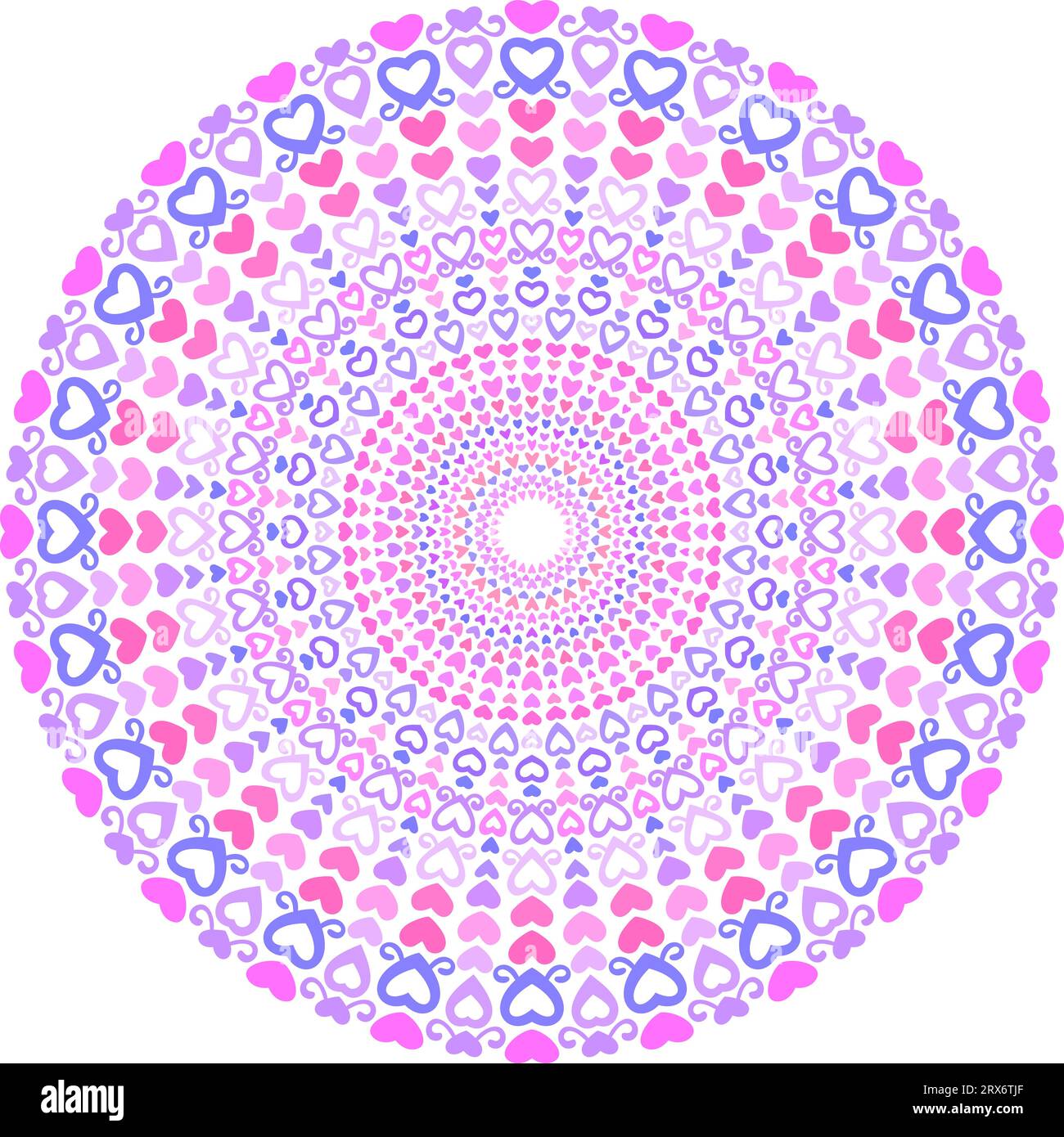 Round mandala made of hearts in different colors; Isolated design ...