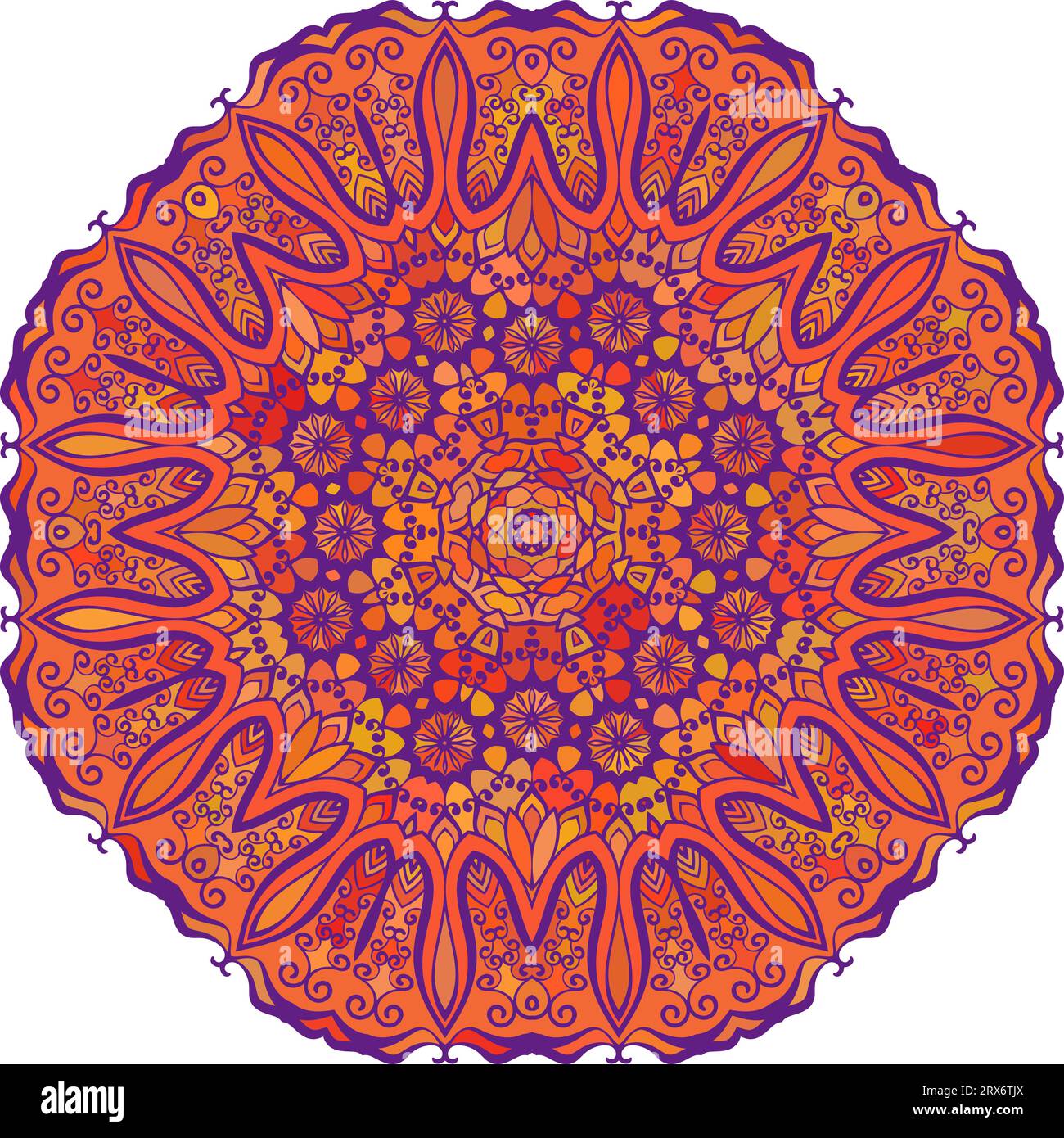 Round mandala in different shades of red, Isolated design element ...