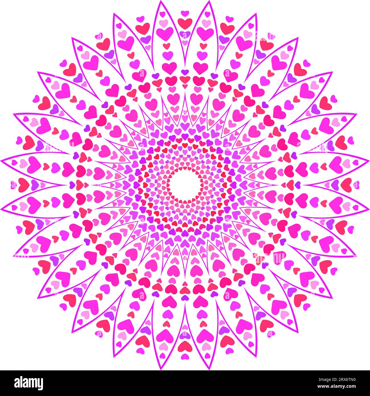 Round mandala made of hearts in different colors; Isolated design ...