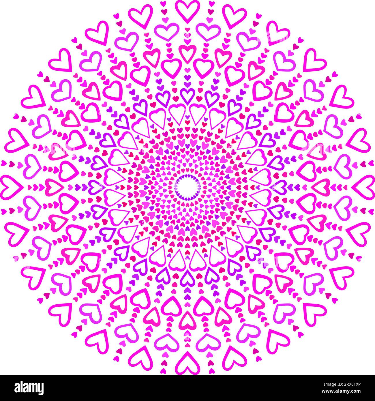 Round mandala made of hearts in different colors; Isolated design ...