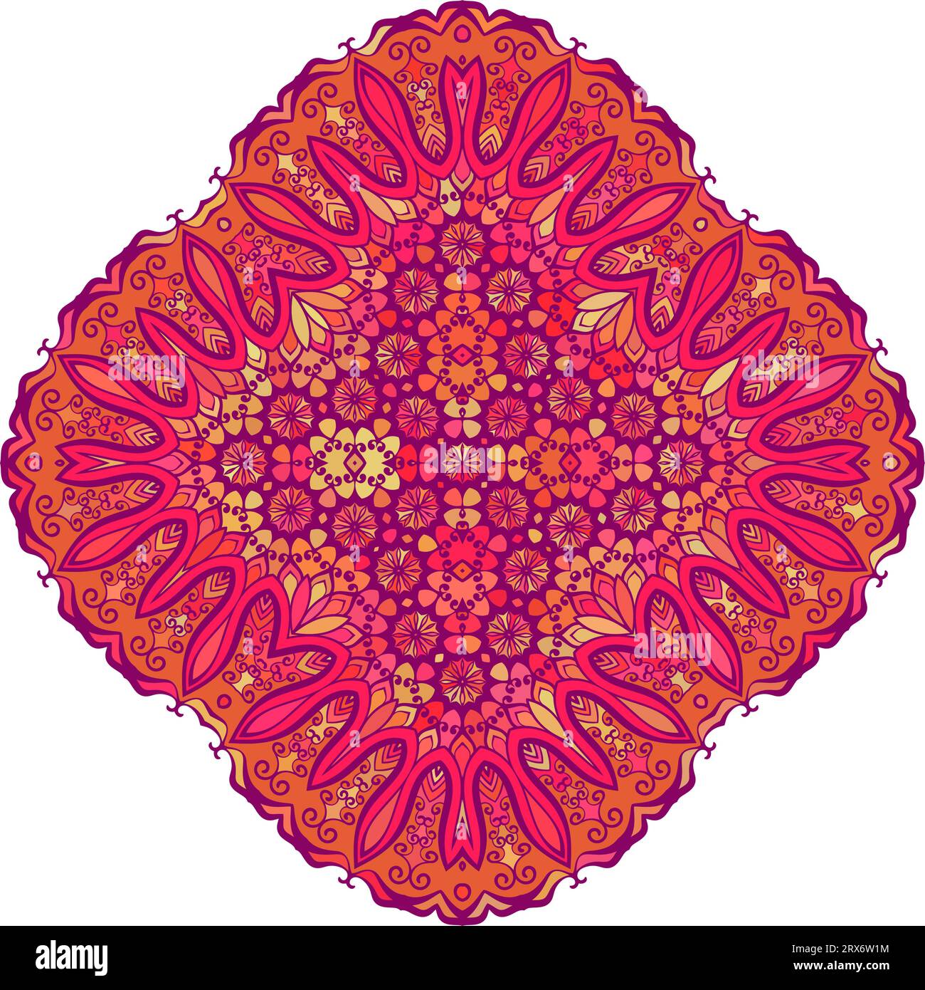 Ornament in rhombus shape in different shades of red, Isolated design ...