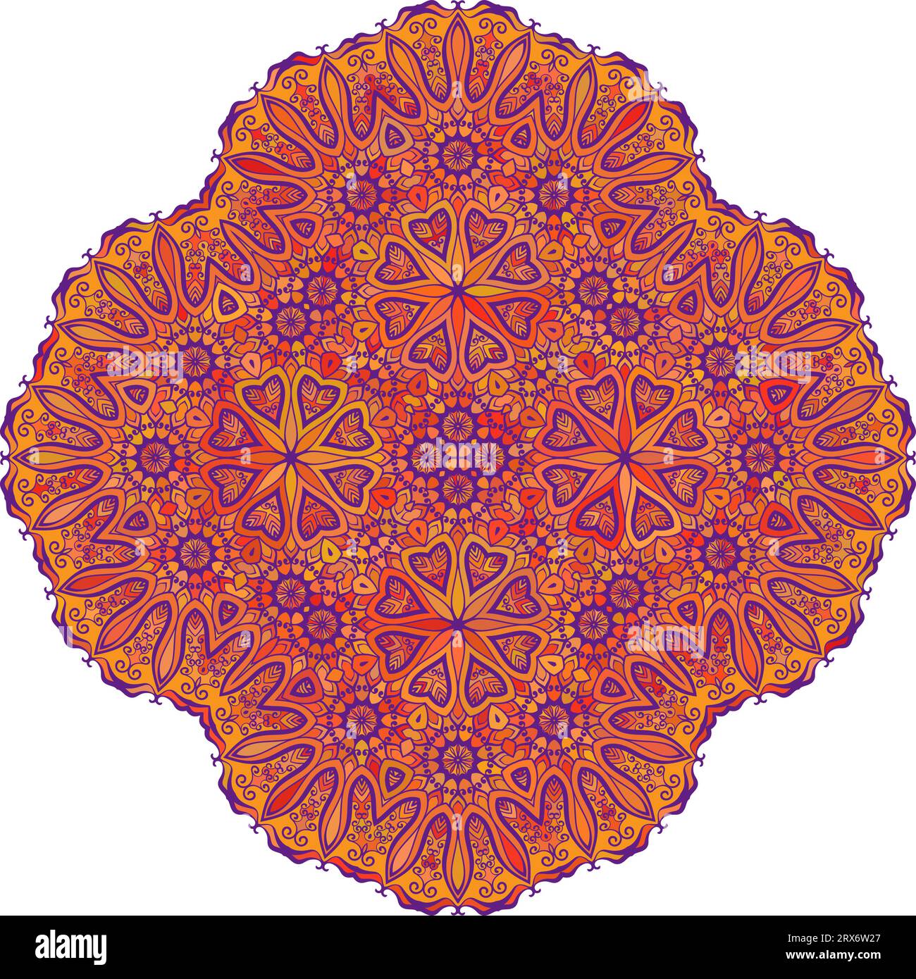 Ornament in rhombus shape in different shades of red, Isolated design ...