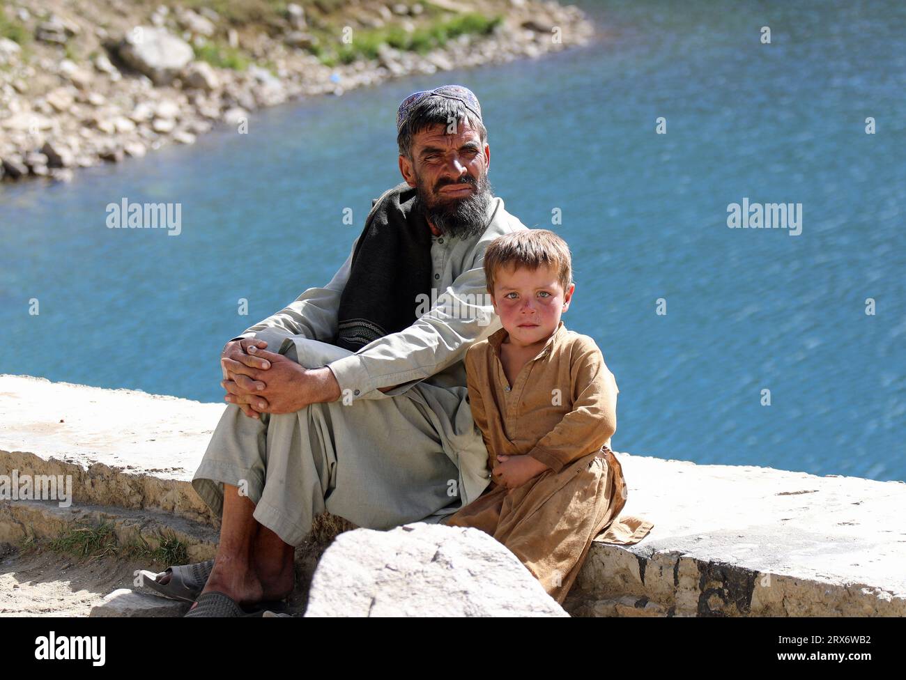 Man and his son in the Kaghan Valley of northern Pakistan Stock Photo ...