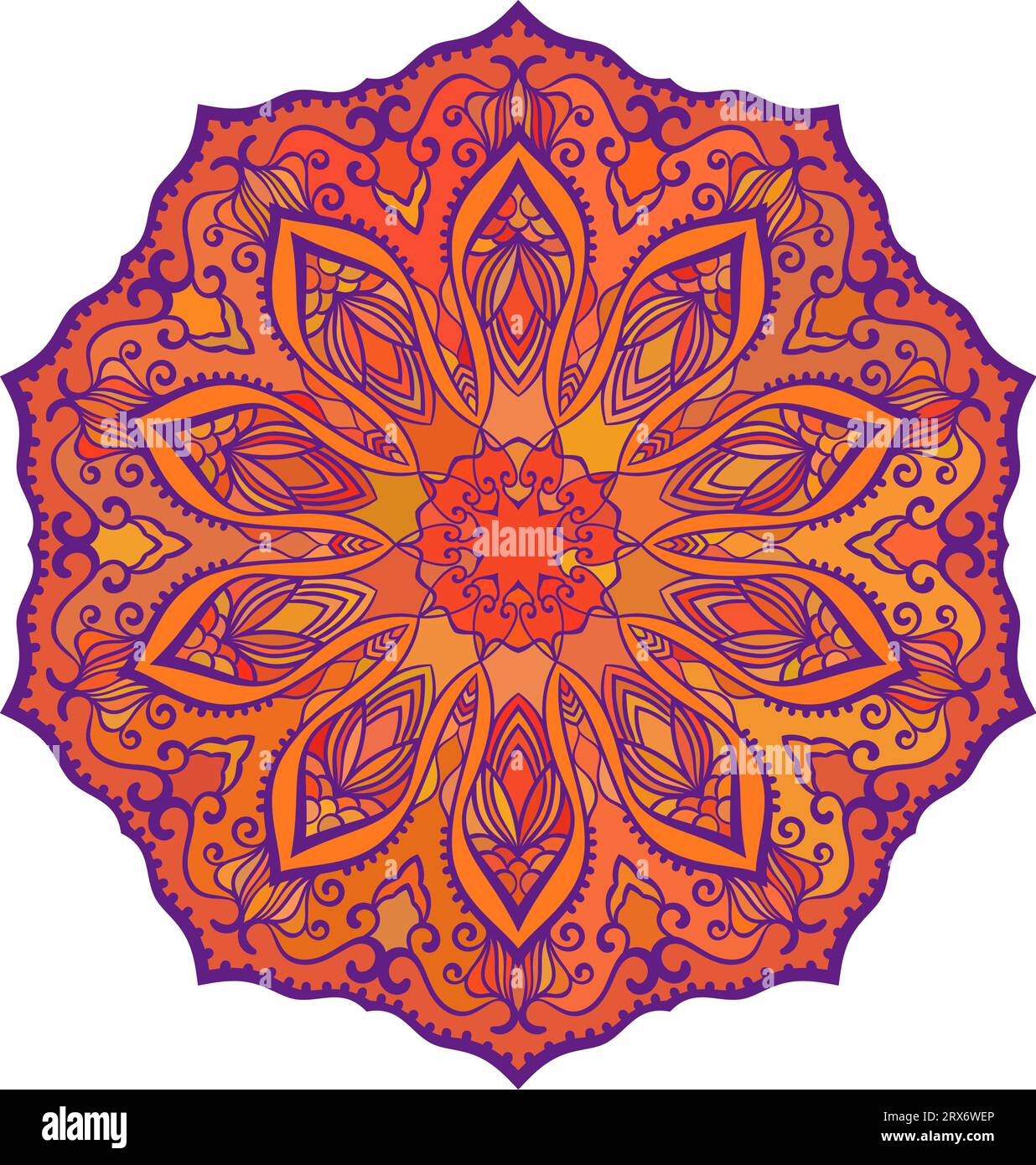 Round mandala in different shades of red, Isolated design element ...