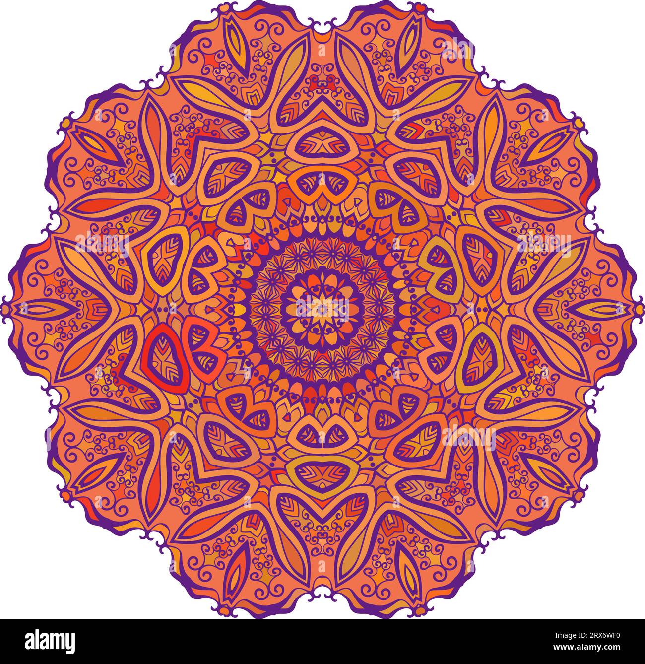 Round mandala in different shades of red, Isolated design element ...