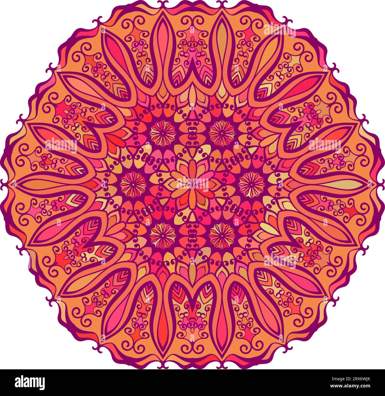 Round mandala in different shades of red, Isolated design element ...