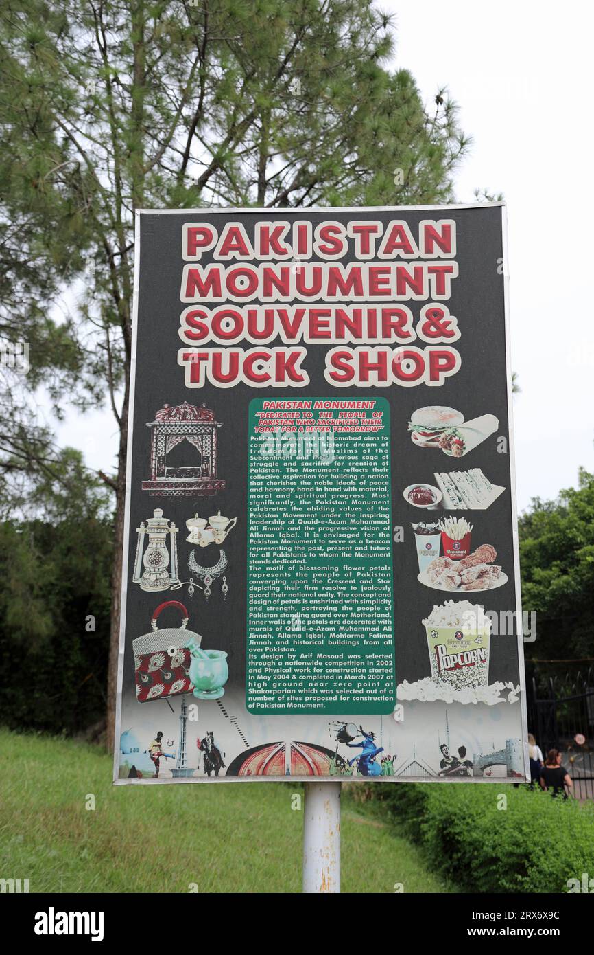 Sign at the Pakistan Monument in Islamabad Stock Photo - Alamy