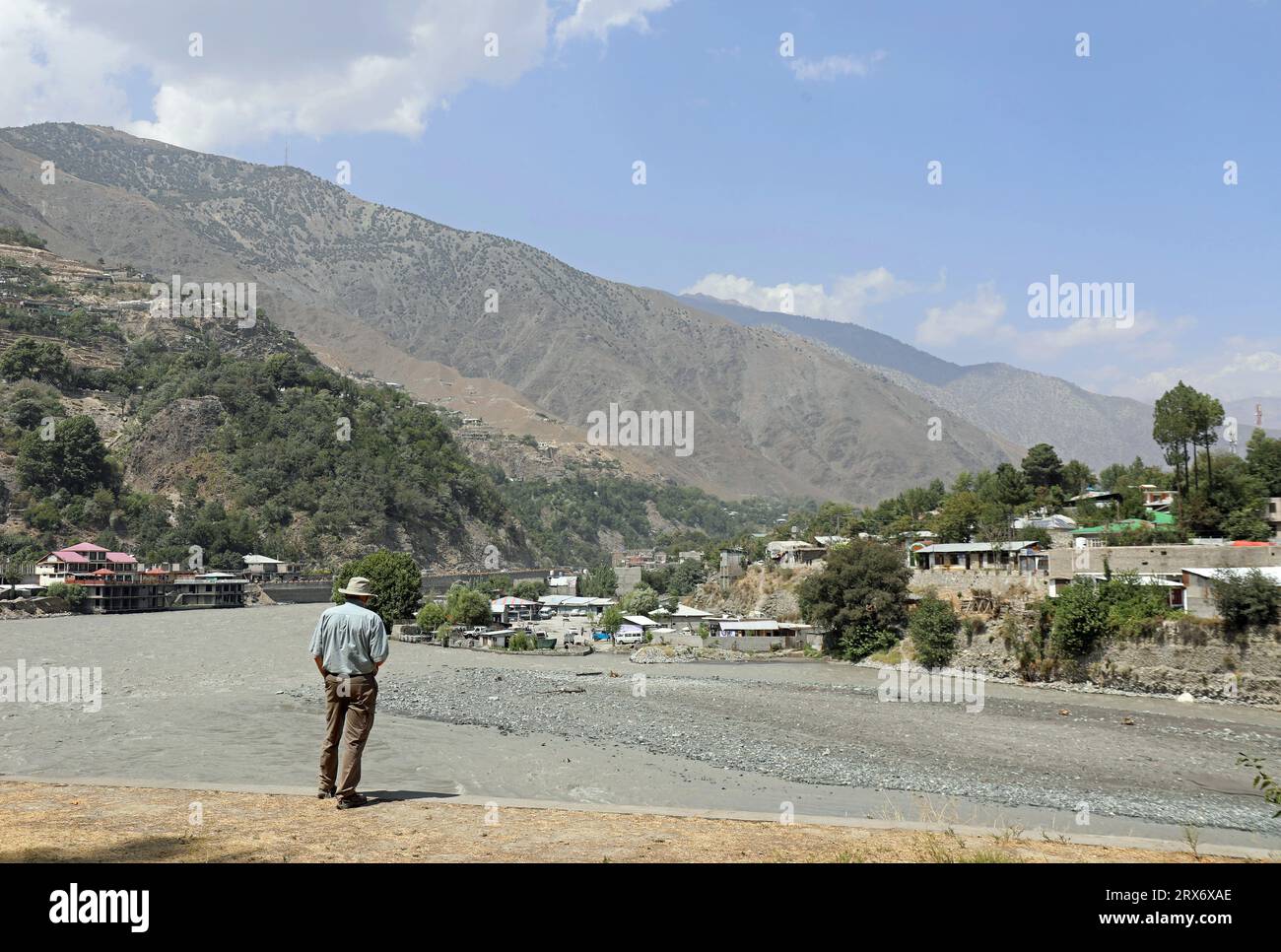 Traveller by the River Kunar at Chitral in Pakistan Stock Photo - Alamy