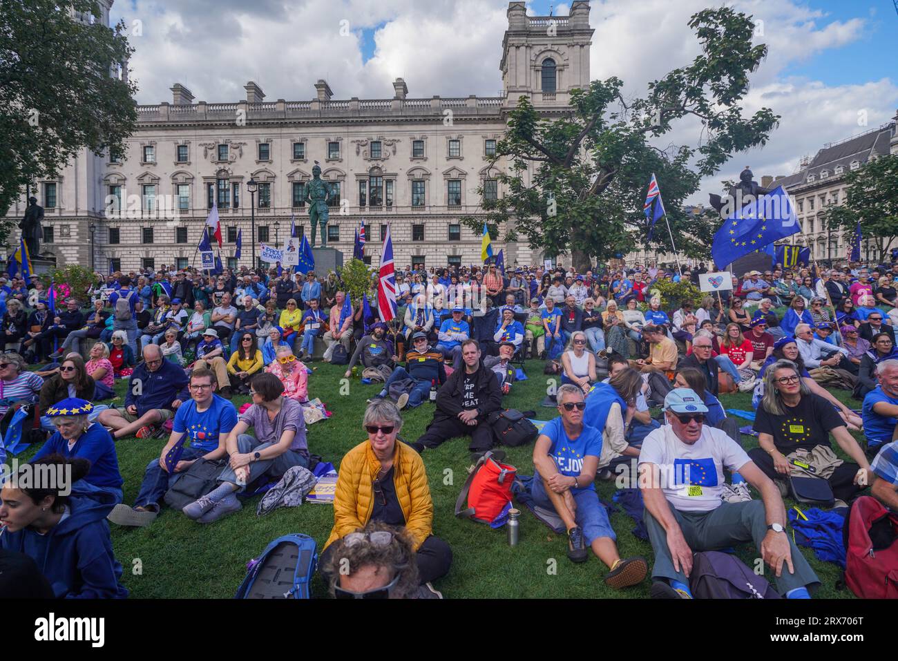London UK. 23 September 2023 Thousands of Pro EU supporters gathered in ...