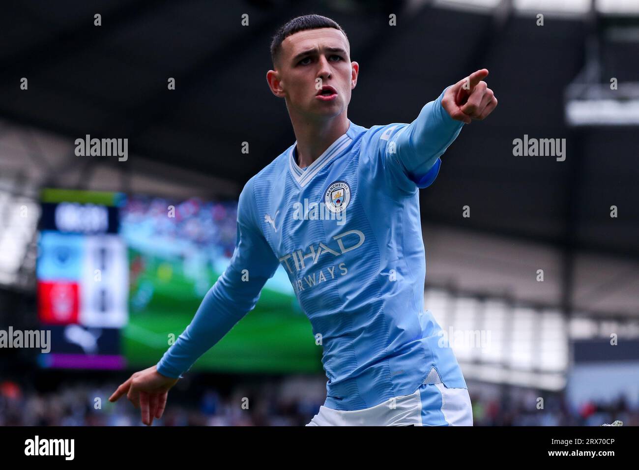 Phil Foden of Manchester City celebrate his opening goal during the ...