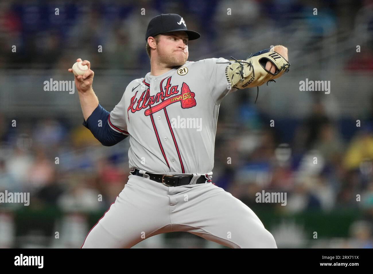 Atlanta Braves starting pitcher Bryce Elder throws during the first inning of a baseball game ...