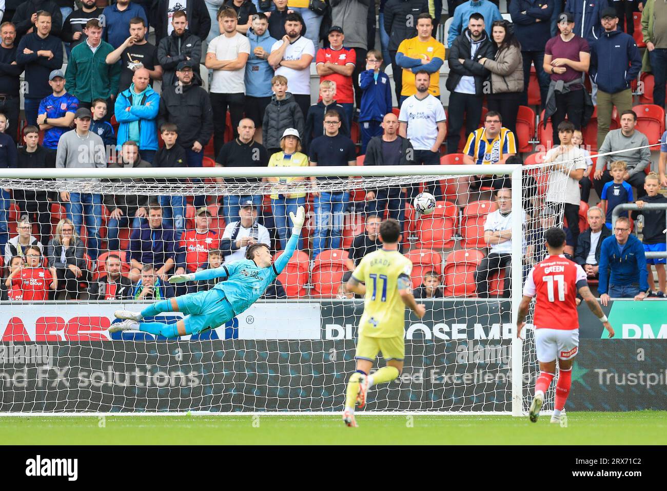 Rotherham, UK. 23rd Sep, 2023. Rotherham United forward Jordan Hugill ...