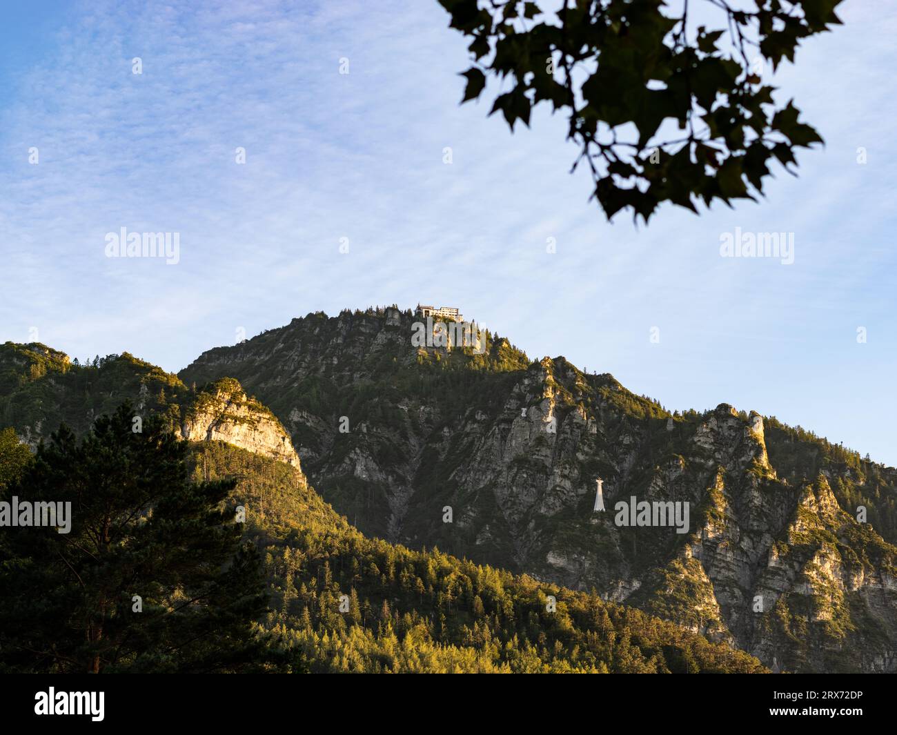 Beautiful mountain range of the Bavarian Alps in the sunset light. The ...