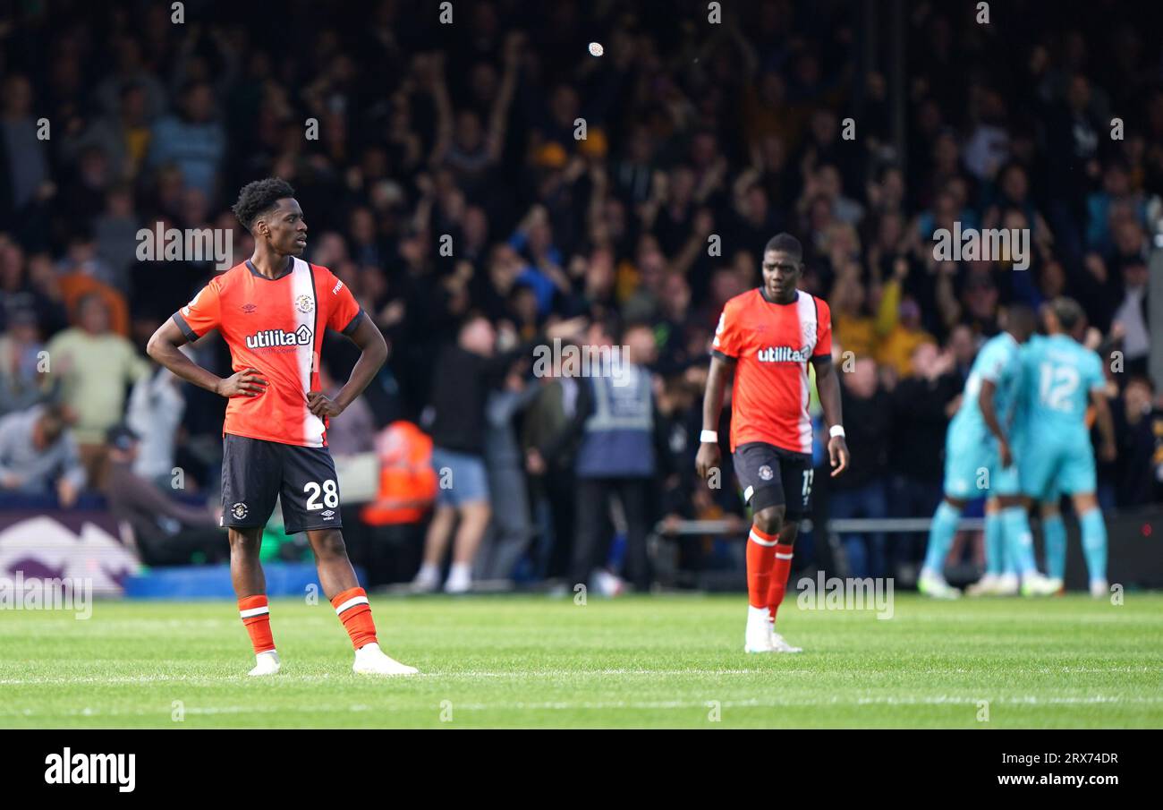 Luton Town's Albert-Mboyo Sambi Lokonga looks dejected after ...
