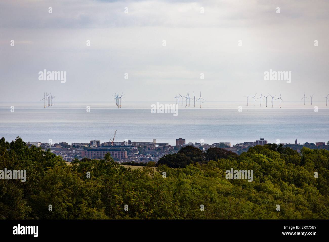 Looking south from Cissury ring towards Worthing and the offshore wind ...