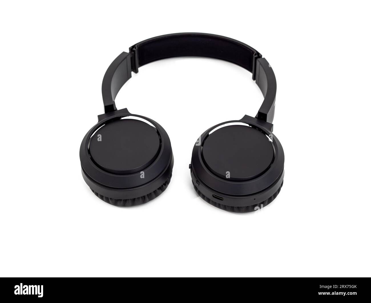 Black wireless headphones isolated on a white background. Wireless ...