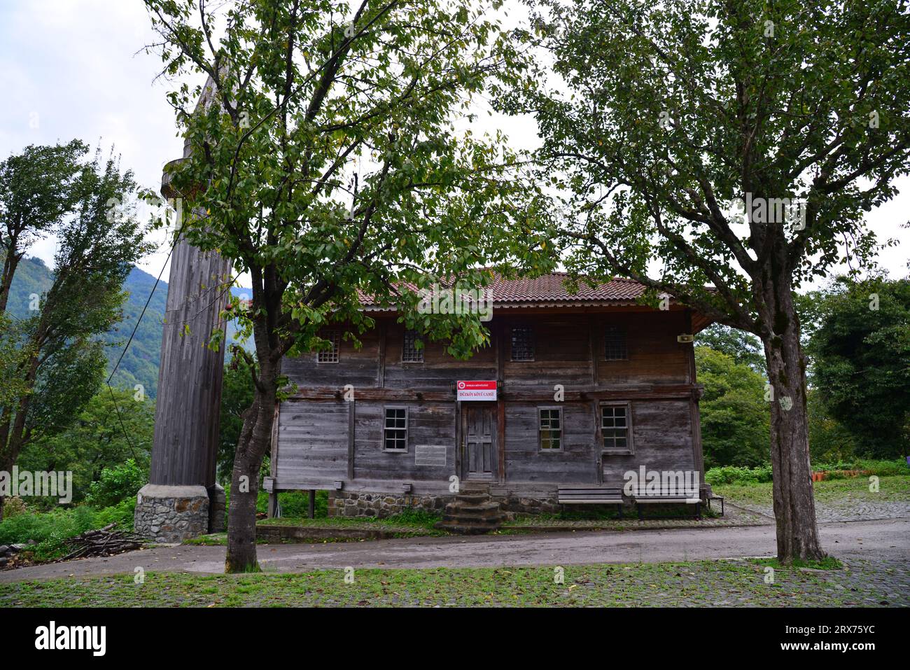 Duzkoy Mosque, located in Artvin, Turkey, was built in 1850. It is made ...