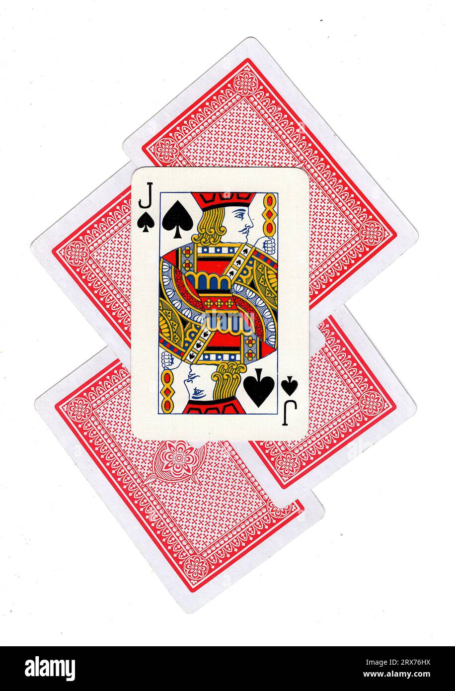 A montage of vintage playing card backs with the jack of spades ...