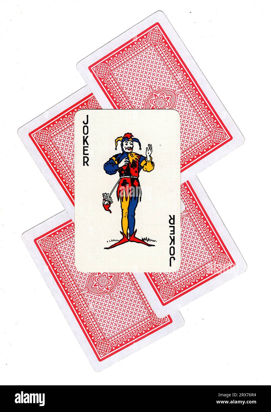 A montage of vintage playing card backs with the joker revealed Stock ...