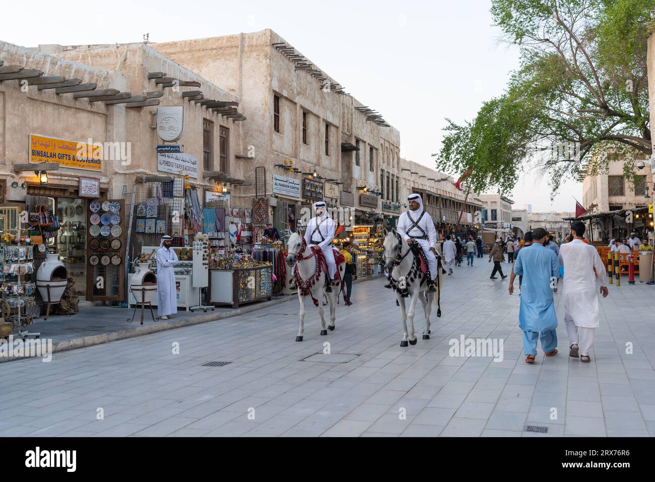 Doha, Qatar - Oct 17, 2022: Tourist police in traditional Qatari dress ...