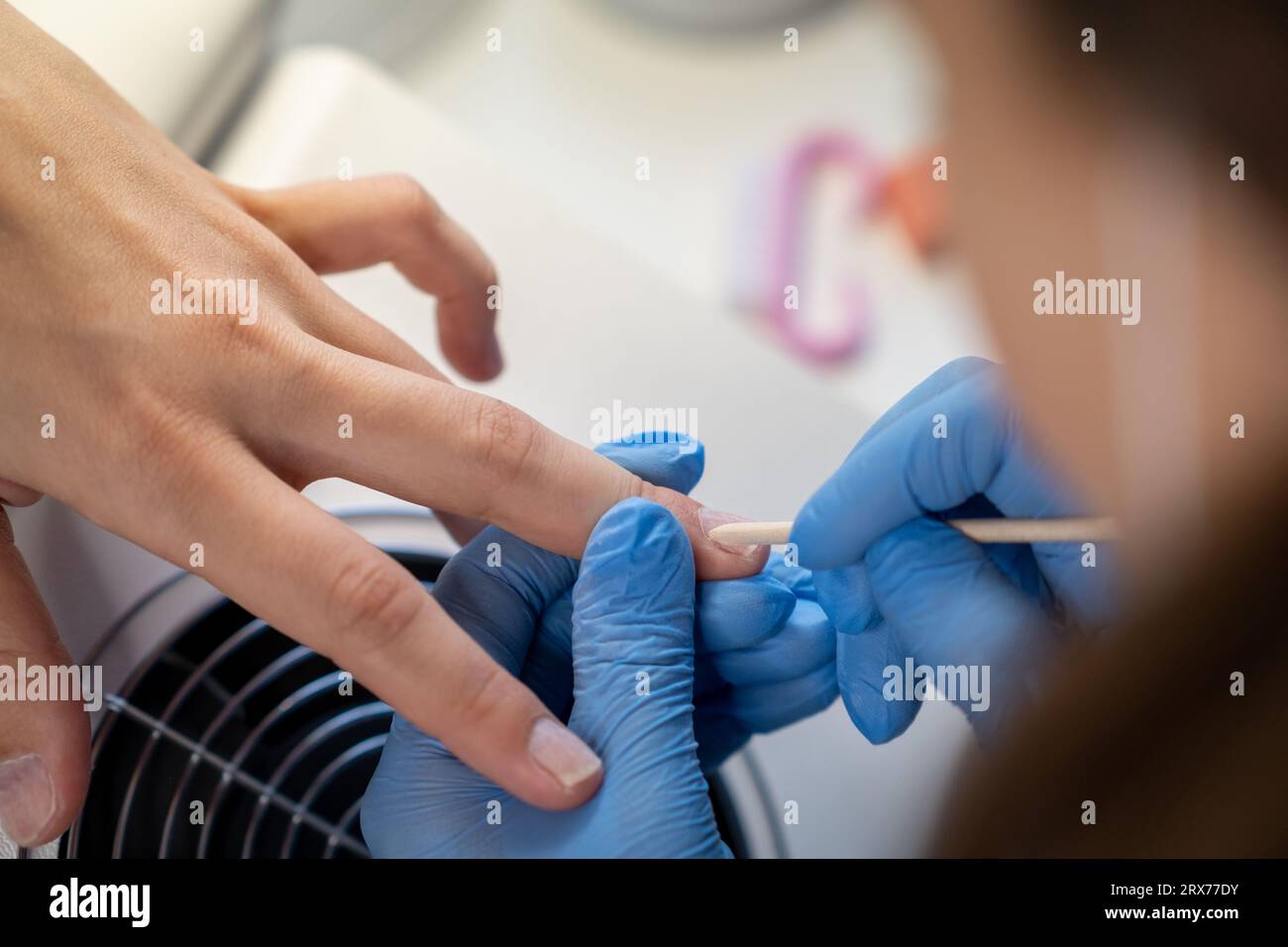 Female hands and tools for manicure, process of performing manicure ...