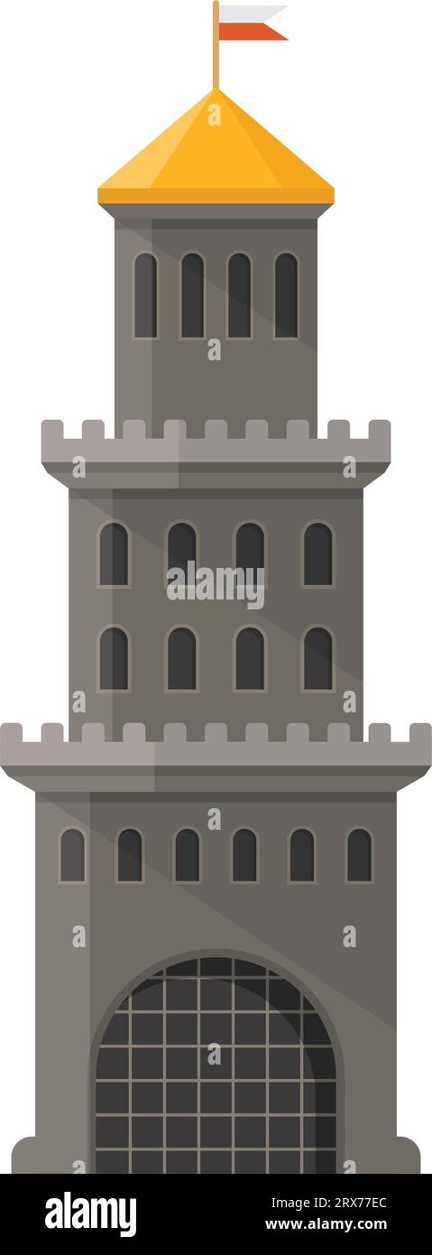 Castle tower icon in flat style. Medieval citadel vector illustration ...