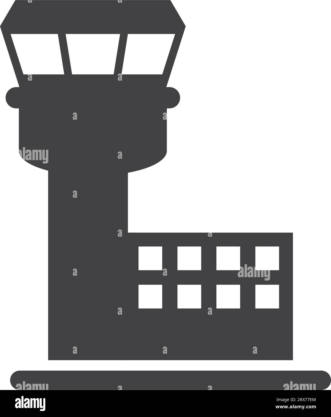 Flight control tower icon in flat style. Navigation monitor vector ...