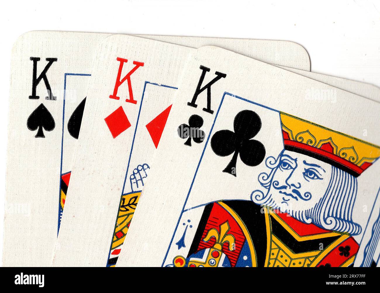 Vintage playing cards showing three kings on a white background Stock ...