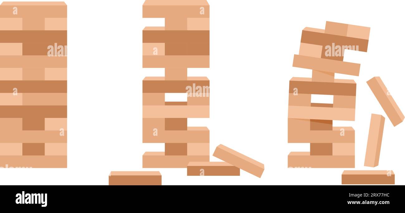 Tower games for kids icon in flat style. Wooden block puzzle vector ...