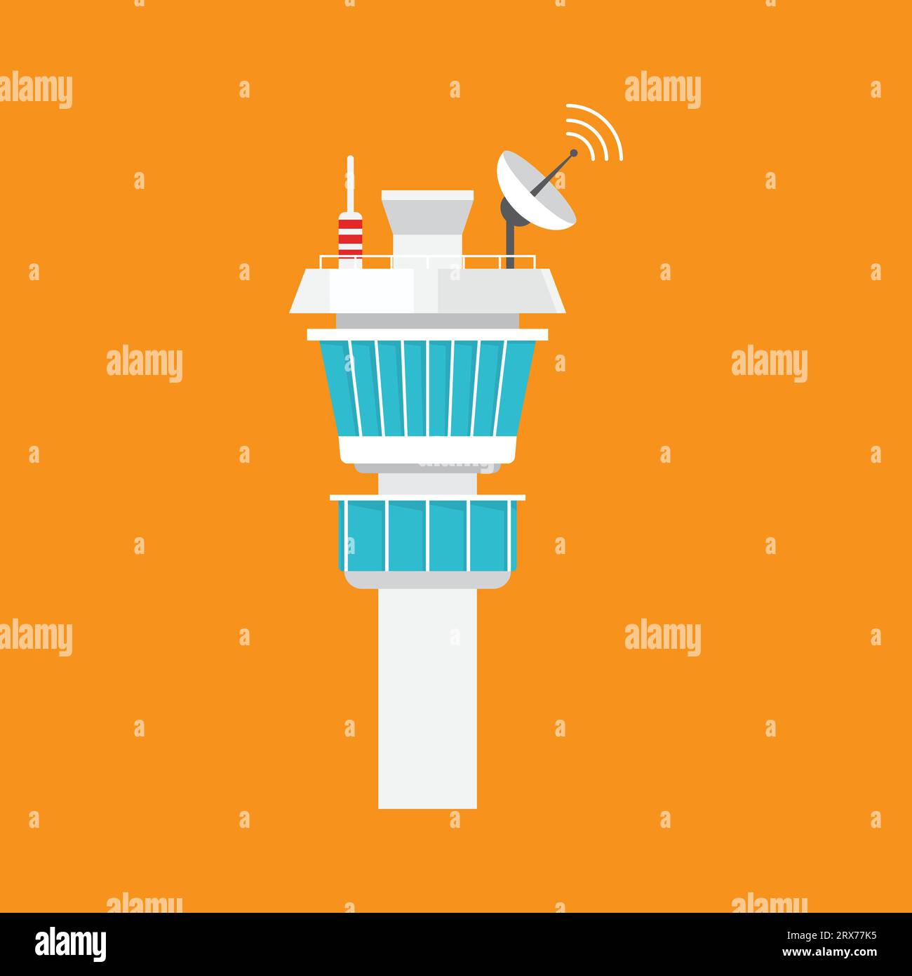 Flight control tower icon in flat style. Navigation monitor vector ...