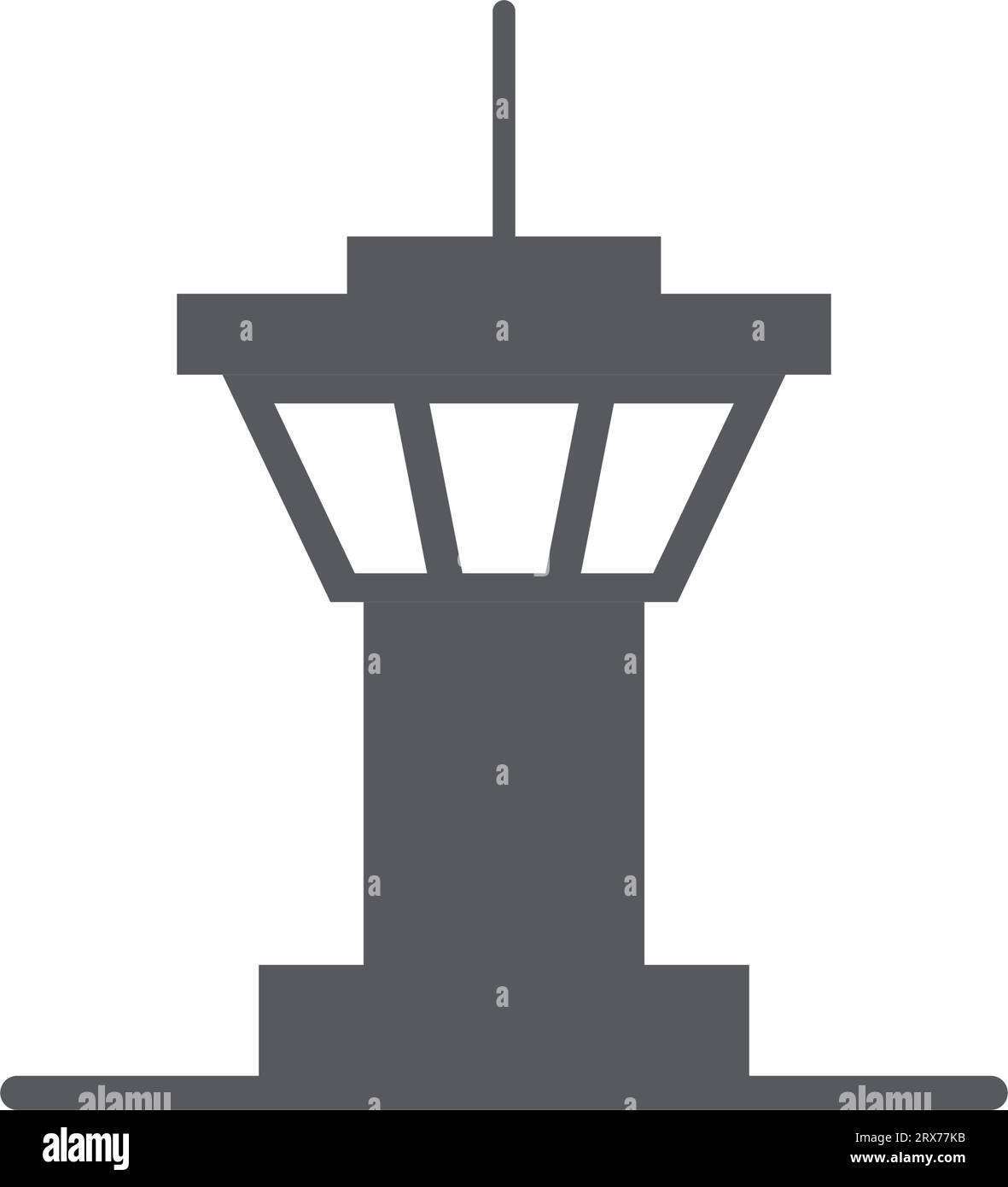 Flight control tower icon in flat style. Navigation monitor vector illustration on isolated ...