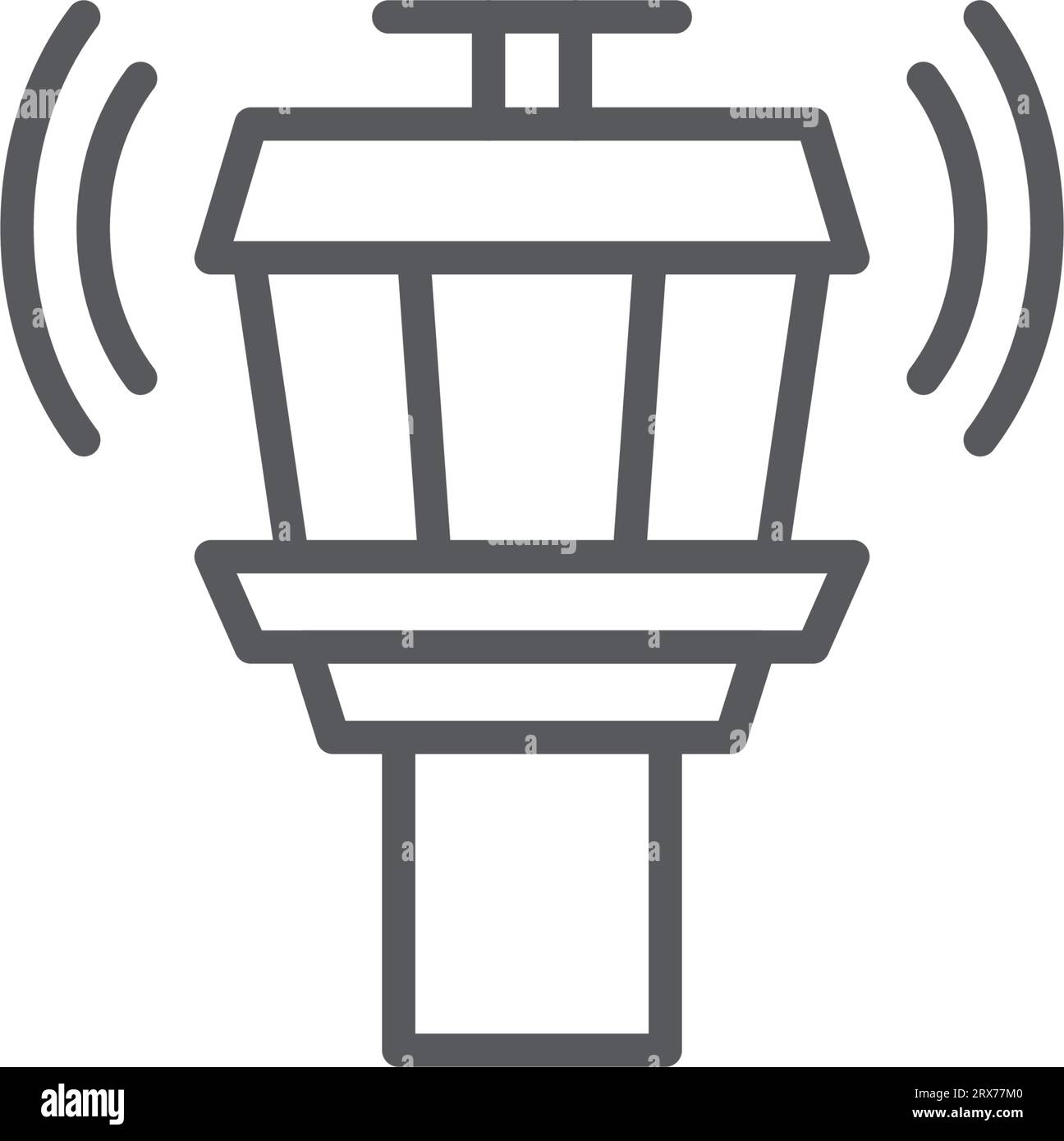 Flight control tower icon in flat style. Navigation monitor vector ...