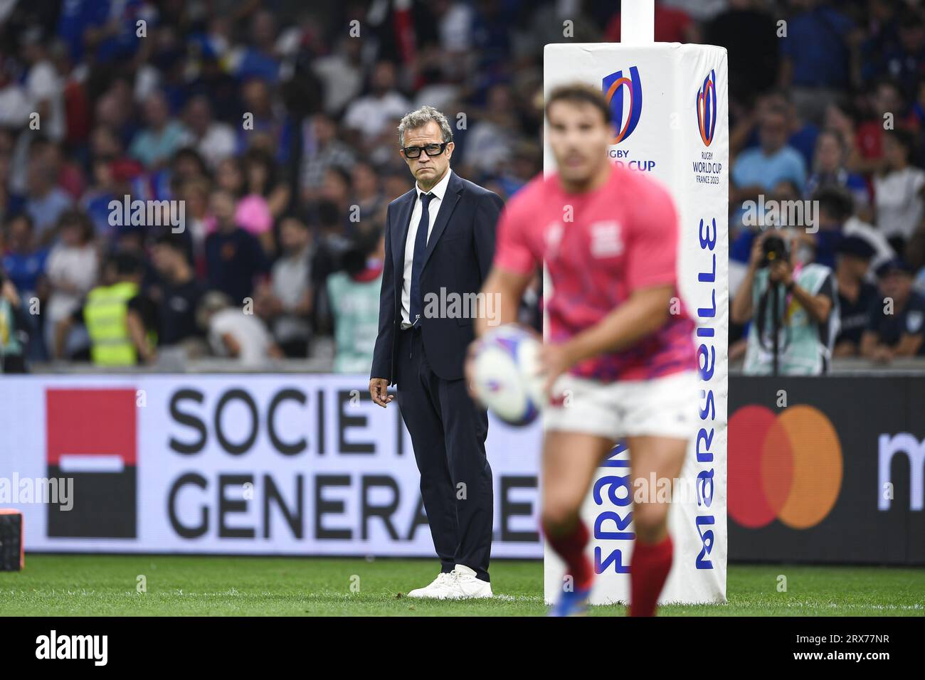 French coach Fabien Galthie and Antoine Dupont during the Rugby union ...