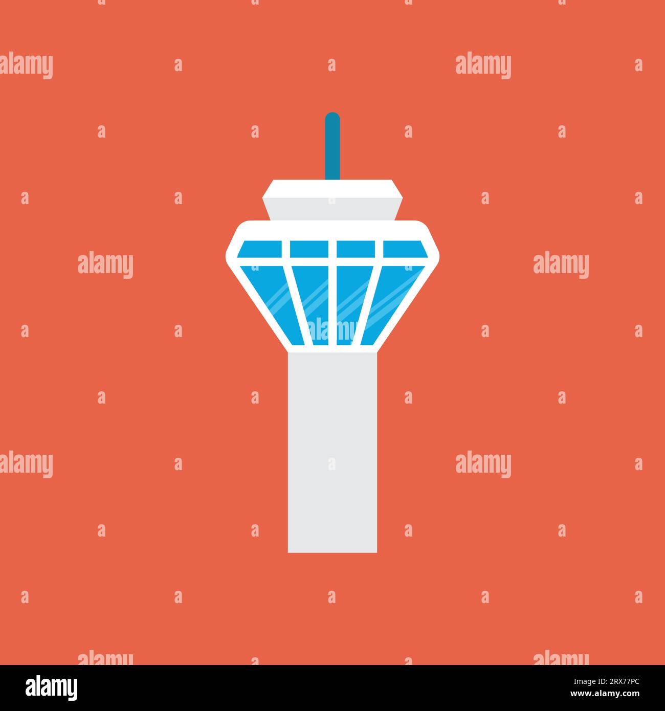 Flight control tower icon in flat style. Navigation monitor vector ...