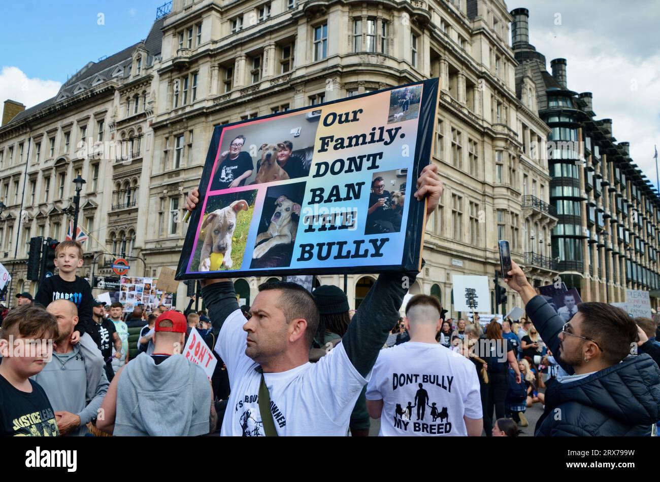 demonstration against the xl bully ban in central london whitehall ...