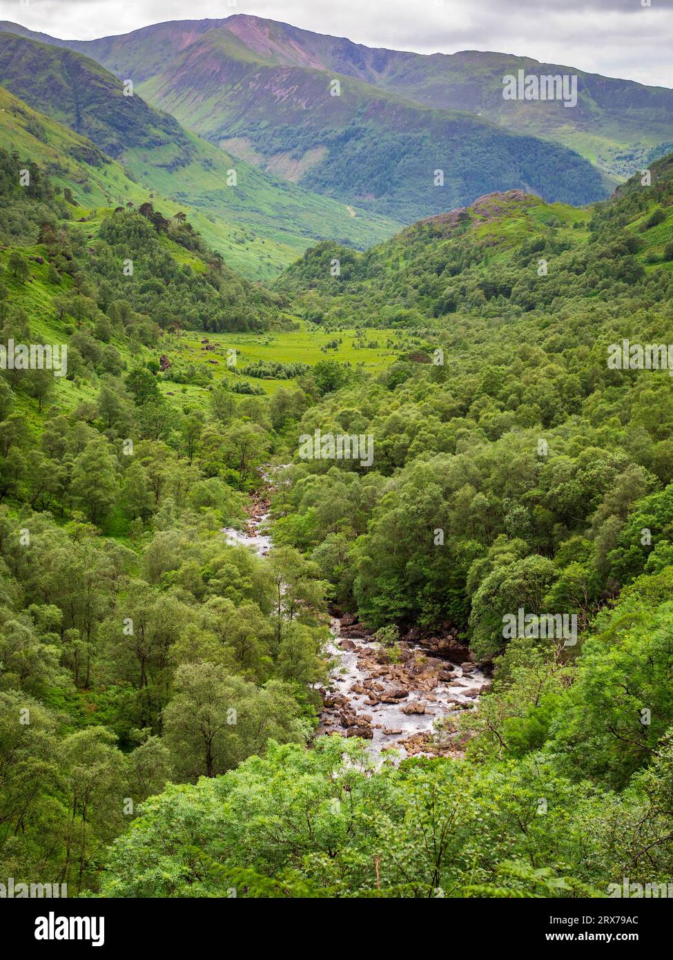 The view flowing down the Water of Nevis towards Achriabhach from the ...