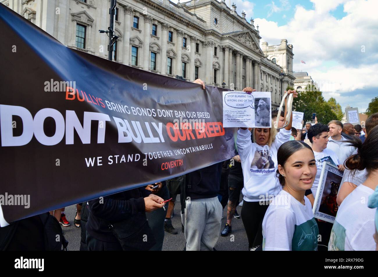 demonstration against the xl bully ban in central london whitehall ...