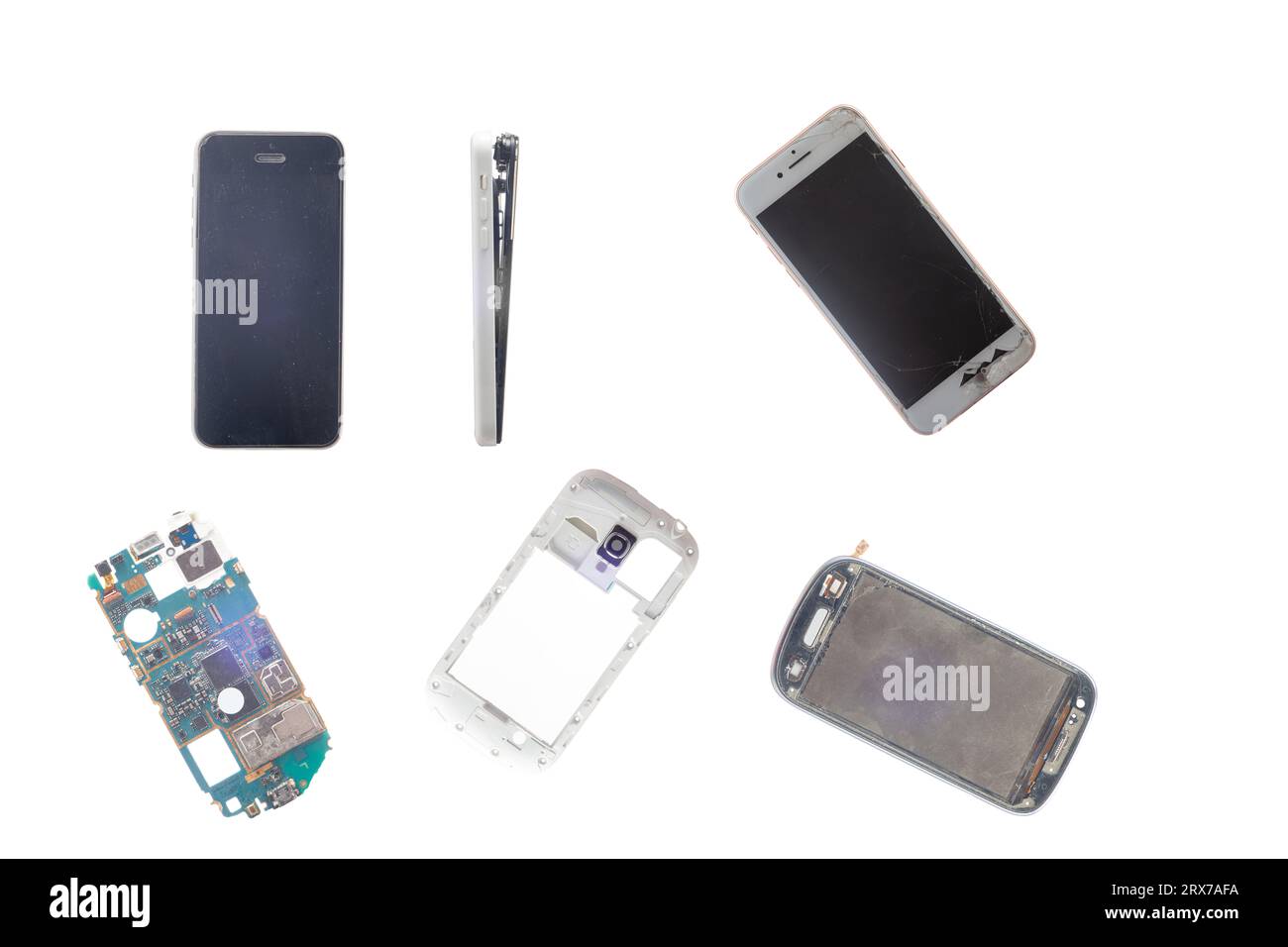 broken smartphone isolated on white background Stock Photo - Alamy