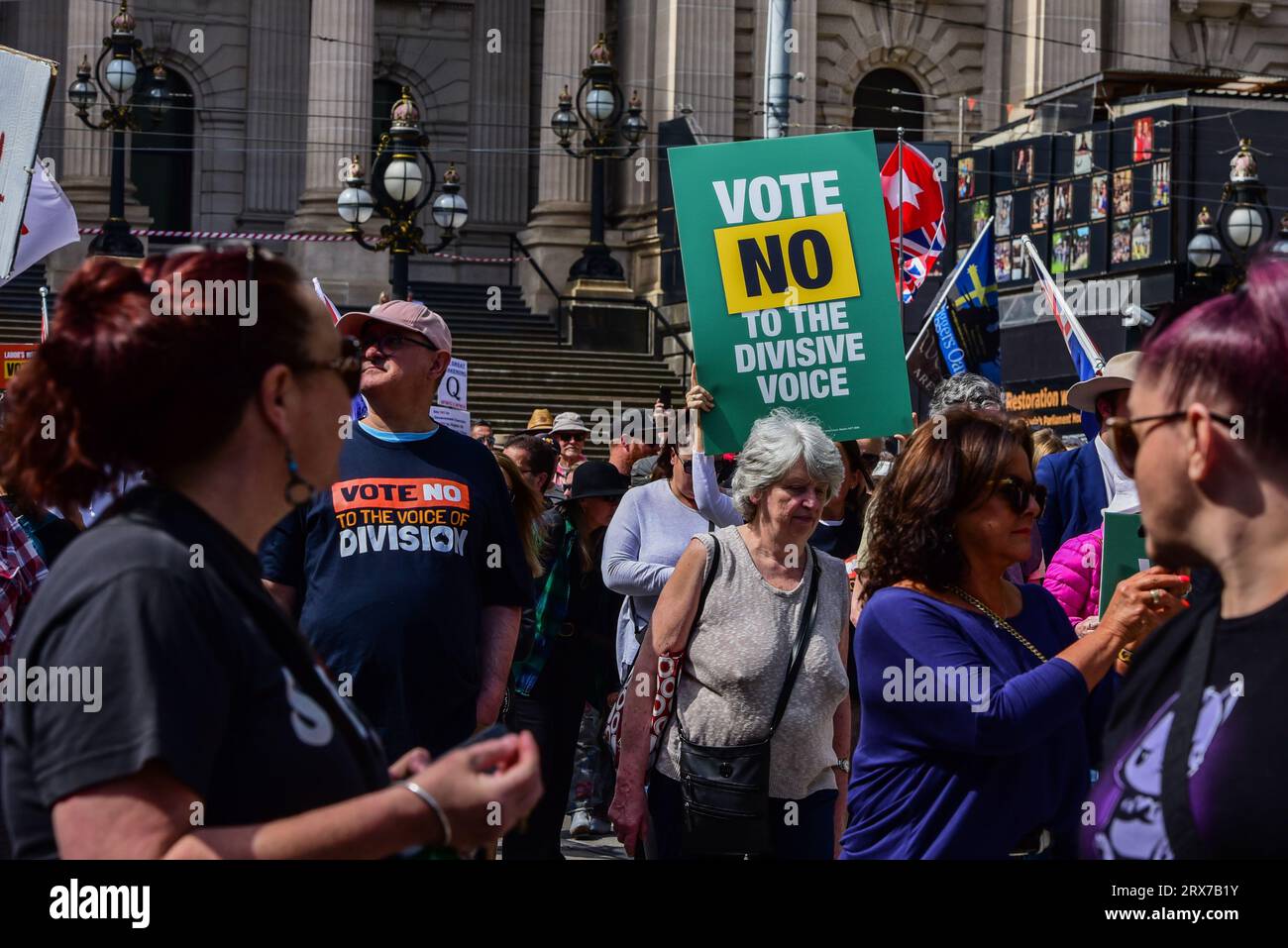 Melbourne, Australia. 23rd Sep, 2023. An activist holds a placard ...